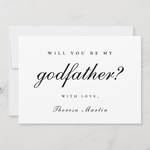 Simple and Elegant Godfather Proposal Black Invitation | Zazzle