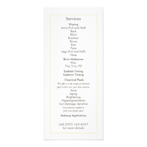 Simple and Elegant Hair Salon and Spa Menu | Zazzle