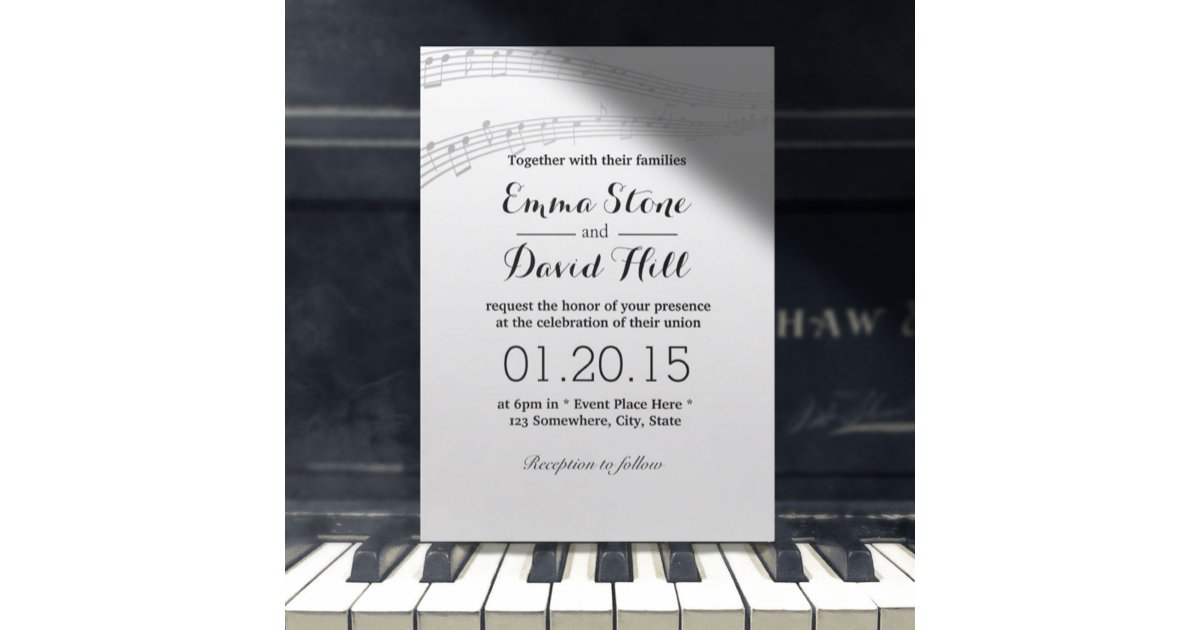Simple and Elegant Music Notes Wedding Invitations | Zazzle