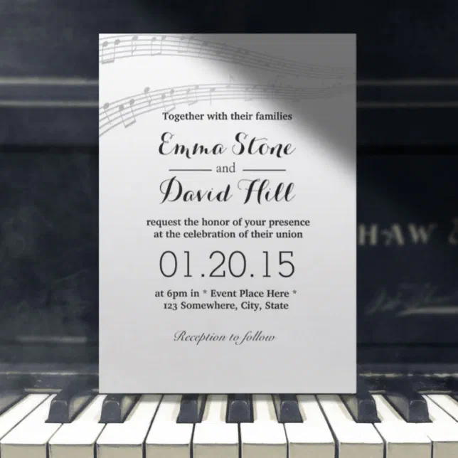 Simple and Elegant Music Notes Wedding Invitations | Zazzle