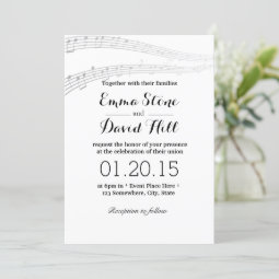 Simple and Elegant Music Notes Wedding Invitations | Zazzle
