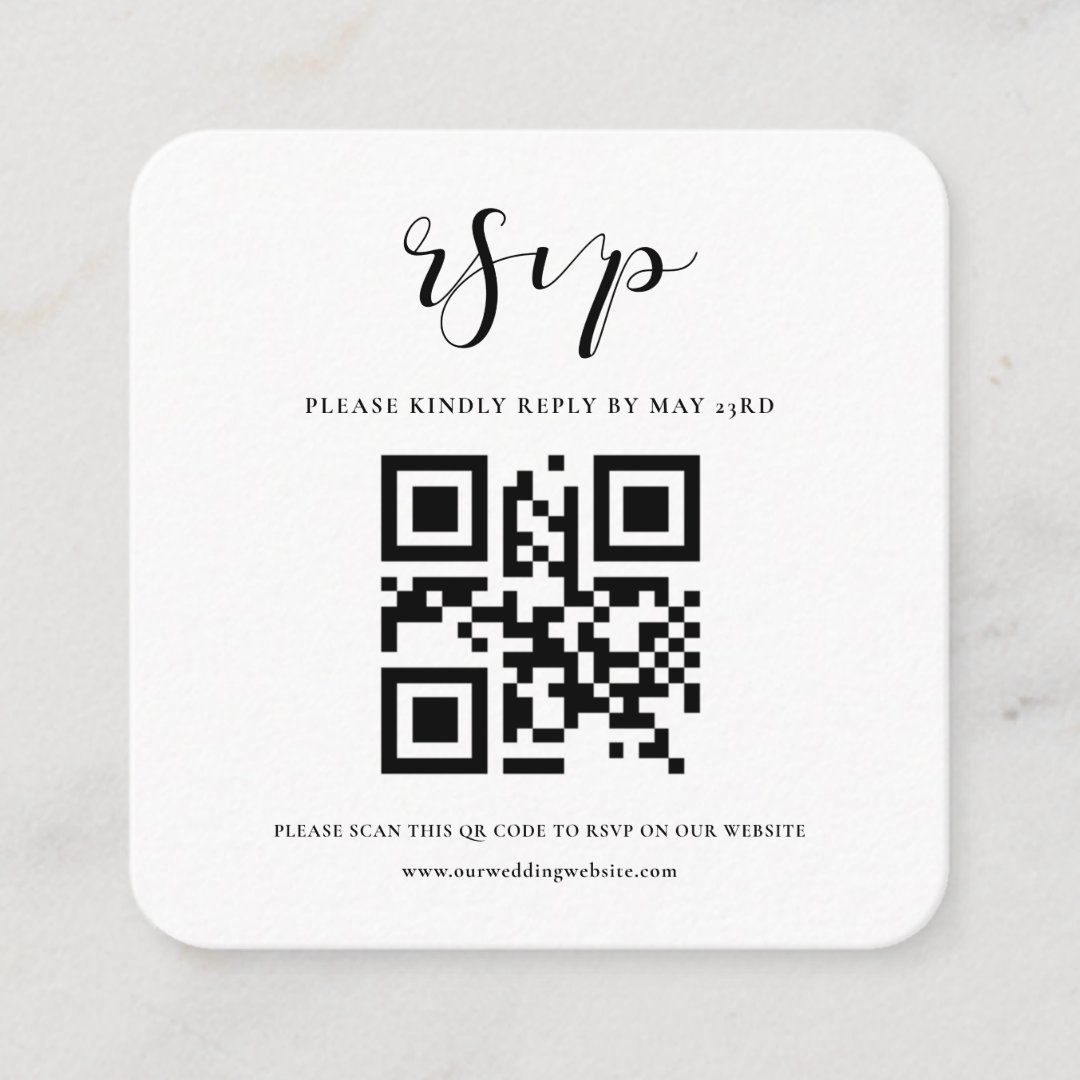 Simple and elegant QR code RSVP response Enclosure Card | Zazzle