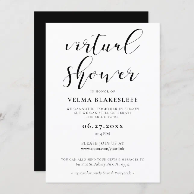 Simple and elegant Virtual shower Invitation | Zazzle