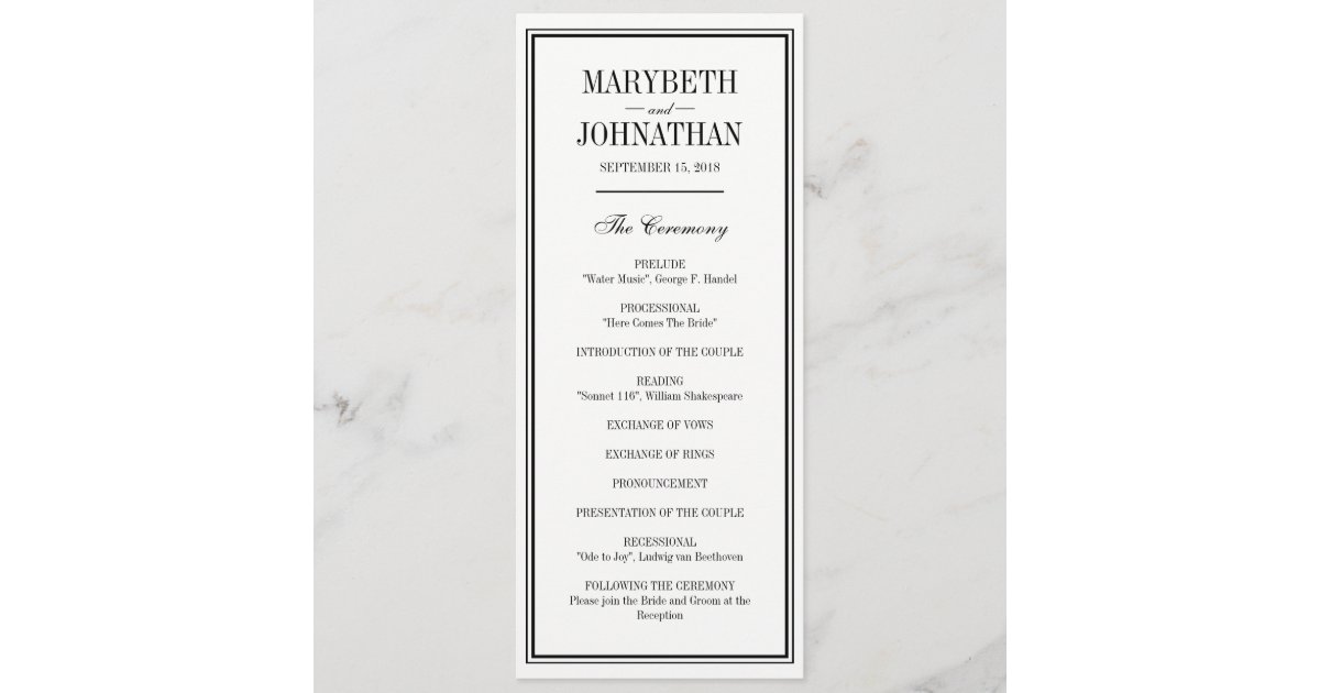 Simple and Elegant Wedding Ceremony Program | Zazzle