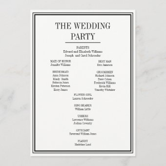 Simple and Elegant Wedding Ceremony Program Card | Zazzle