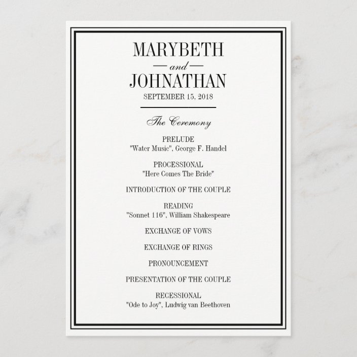 Simple and Elegant Wedding Ceremony Program Card | Zazzle.com