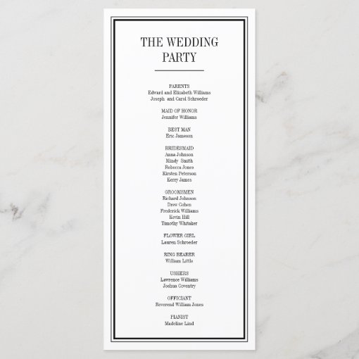 Simple and Elegant Wedding Ceremony Program Card | Zazzle