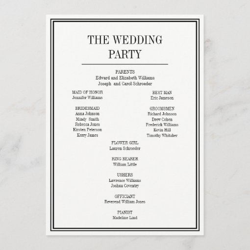 Simple and Elegant Wedding Ceremony Program Card | Zazzle