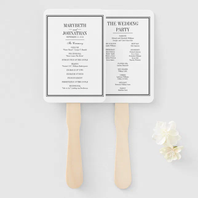 Simple and Elegant Wedding Ceremony Program Fan | Zazzle