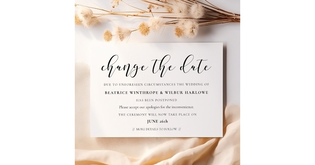 Simple and elegant Wedding Change the date card | Zazzle