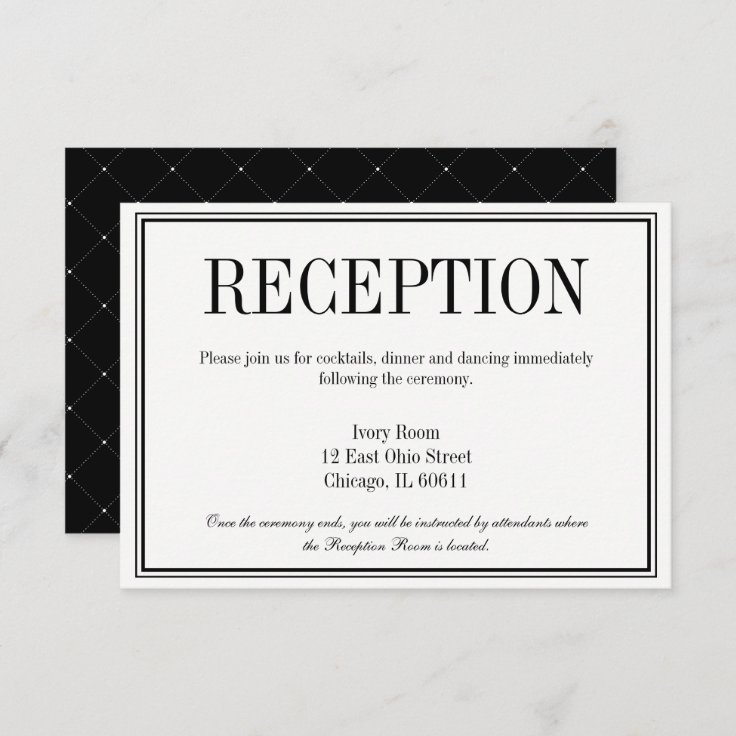Simple and Elegant Wedding Reception Card | Zazzle