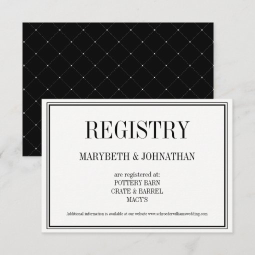 Simple and Elegant Wedding Registry Card | Zazzle