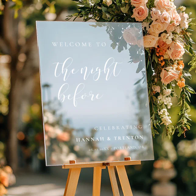 Simple and elegant Welcome to The Night before Acrylic Sign | Zazzle