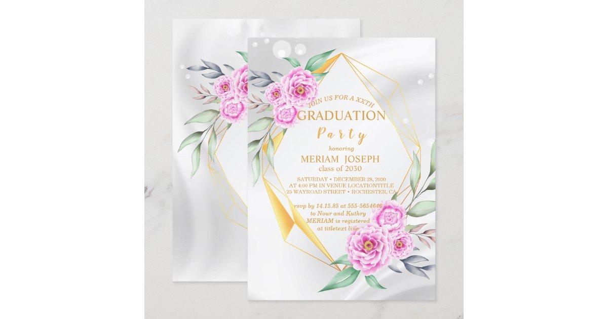 Simple and fresh colorful flowers graduation invitation | Zazzle