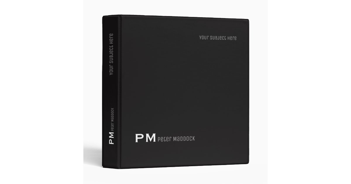 simple and modern black binder with name | Zazzle.com