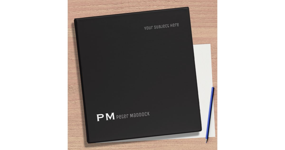 Simple and Modern Black Binder with Name | Zazzle