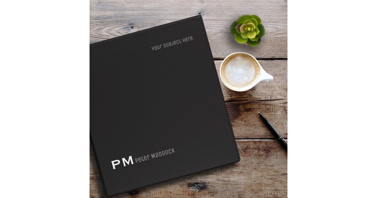 Simple and Modern Black Binder with Name | Zazzle