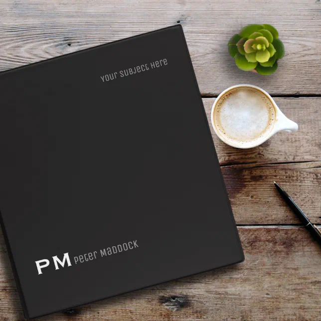 Simple and Modern Black Binder with Name | Zazzle