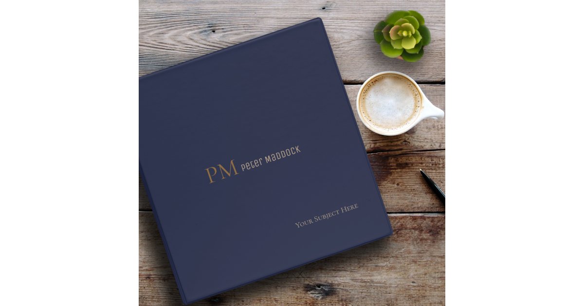 Simple and modern dark-blue binder with name | Zazzle