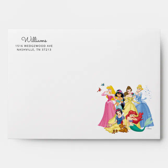 Simple and Modern Disney Princess Birthday Envelope | Zazzle