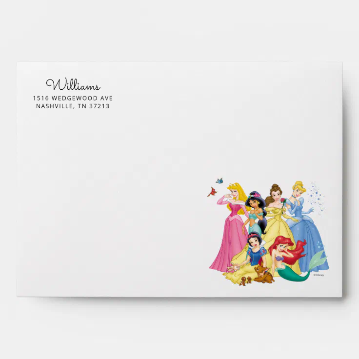 Simple and Modern Disney Princess Birthday Envelope | Zazzle