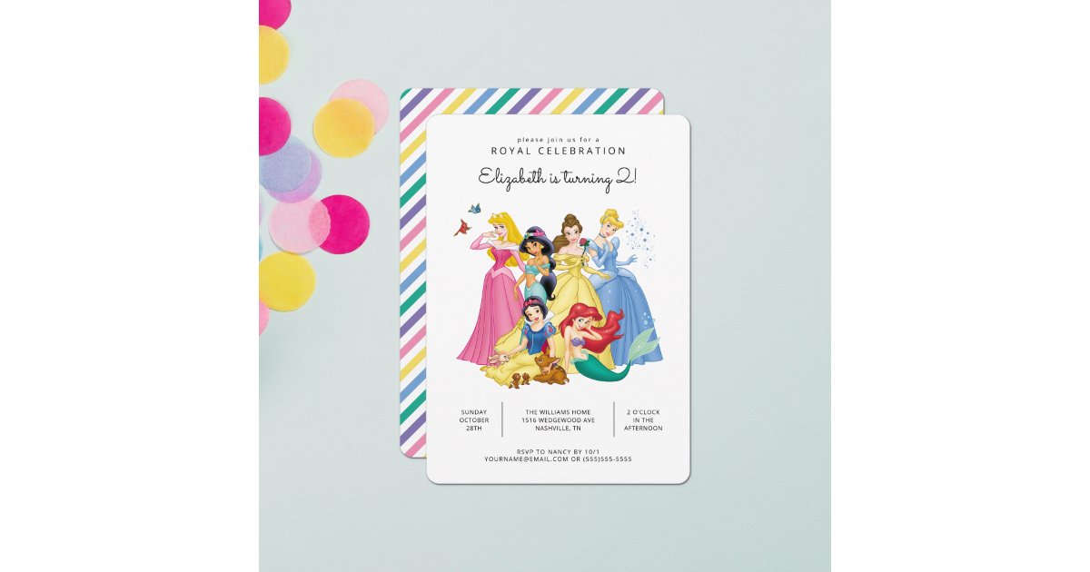 Simple and Modern Disney Princess Birthday Invitation | Zazzle