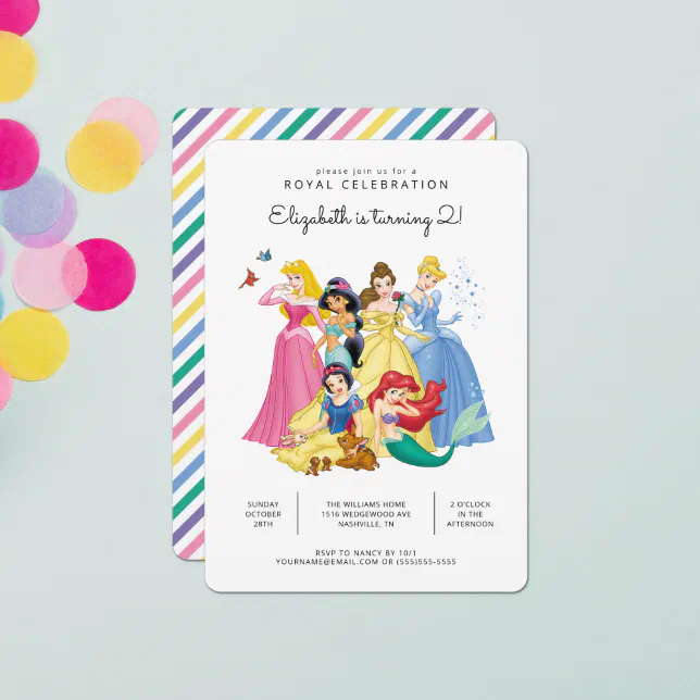 Simple and Modern Disney Princess Birthday Invitation | Zazzle