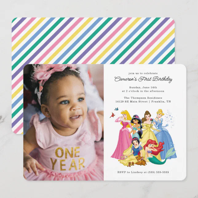 Simple and Modern Disney Princess Birthday - Photo Invitation | Zazzle