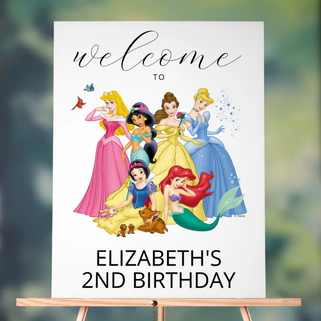 Simple and Modern Disney Princess Birthday Welcome Acrylic Sign | Zazzle