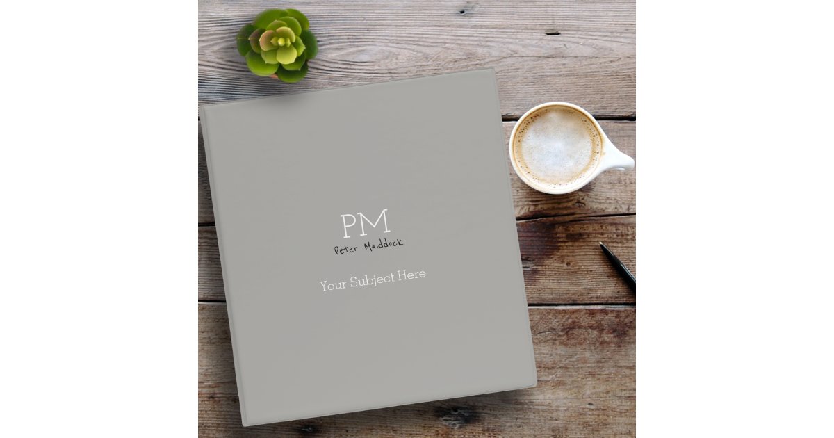 Simple and modern gray binder with name | Zazzle