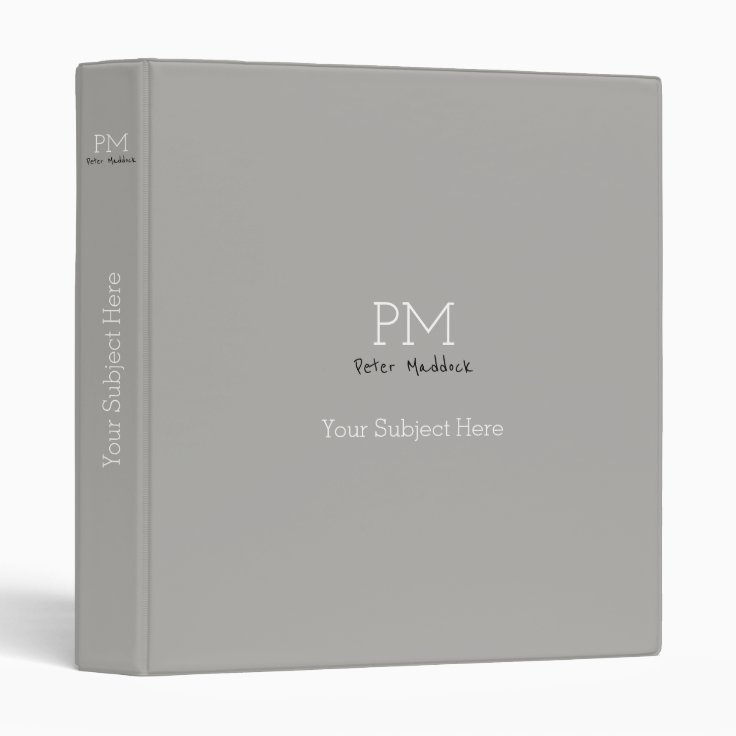simple and modern gray binder with name | Zazzle