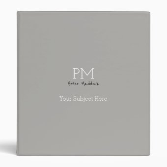 Simple and modern gray binder with name | Zazzle