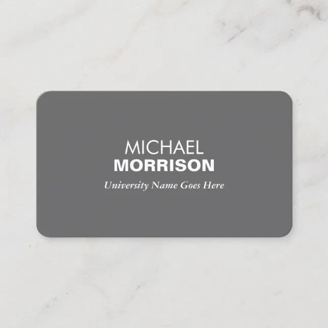 Simple and Modern Gray Graduate Student University Calling Card | Zazzle