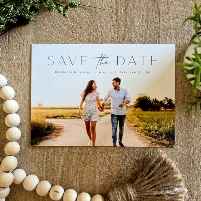 Simple and Modern Photo Wedding Save the Date Invitation | Zazzle