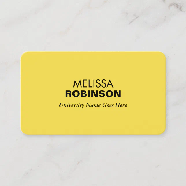 Simple and Modern Yellow Graduate Student Calling Card | Zazzle