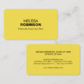 Simple and Modern Yellow Graduate Student Calling Card | Zazzle