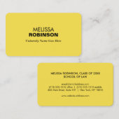 Simple and Modern Yellow Graduate Student Calling Card | Zazzle