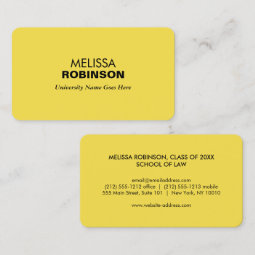 Simple and Modern Yellow Graduate Student Calling Card | Zazzle