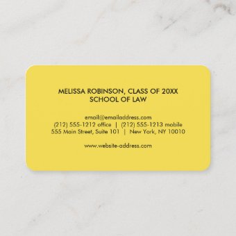 Simple and Modern Yellow Graduate Student Calling Card | Zazzle