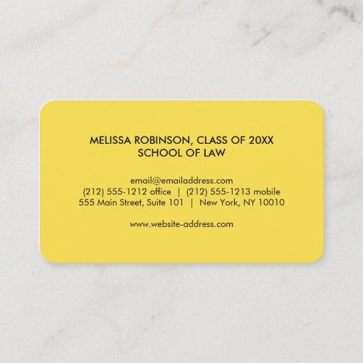 Simple and Modern Yellow Graduate Student Calling Card | Zazzle