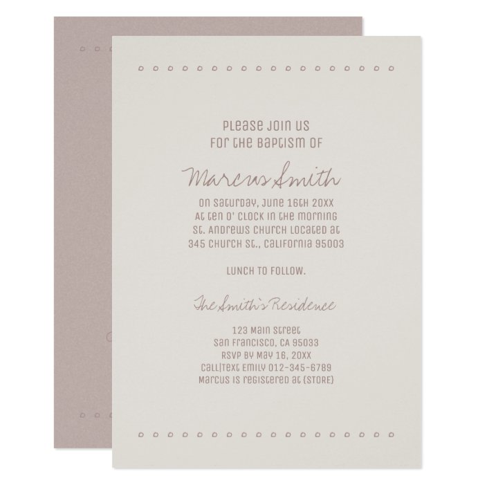 Simple and Rustic Baptism Invitation | Zazzle.com