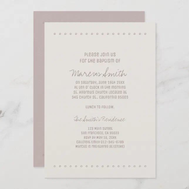 Simple and Rustic Baptism Invitation | Zazzle