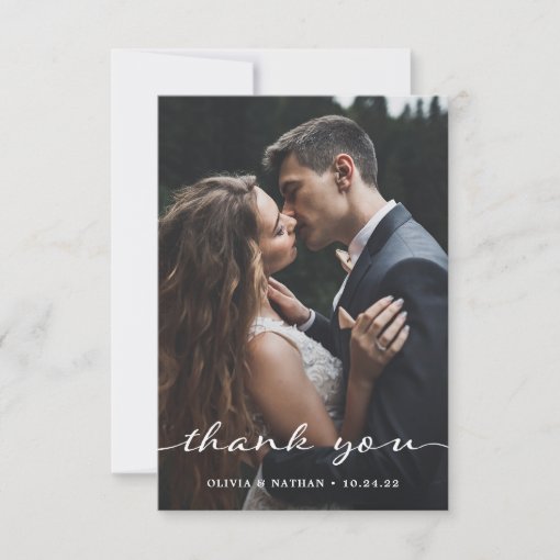 Simple and Stylish | Modern Two Photo Wedding Thank You Card | Zazzle