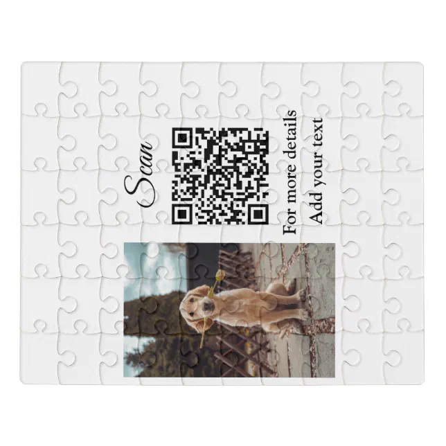 Simple animal name details QR code add text photo Jigsaw Puzzle | Zazzle