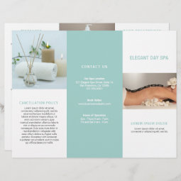 Simple Aqua Elegant Spa Trifold Brochure | Zazzle