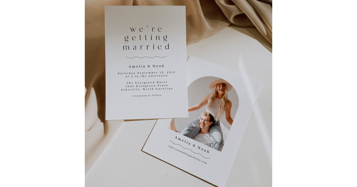Simple Arch Photo Boho Wedding Invitation | Zazzle
