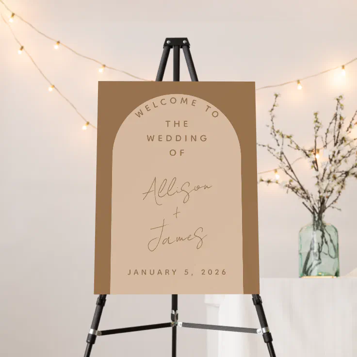 Simple Arch Typography Script Wedding Welcome Foam Board | Zazzle