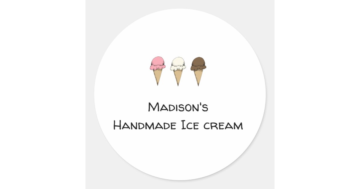 Simple Artisan Ice Cream Maker Customizable Classic Round Sticker | Zazzle