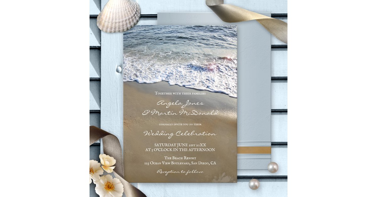 Simple Artistic Beach or Destination Wedding Invitation | Zazzle
