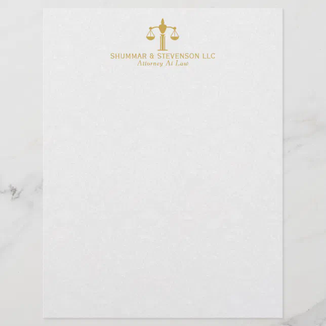 Simple Attorney At Law-Simple Gold Scale & Border Letterhead | Zazzle